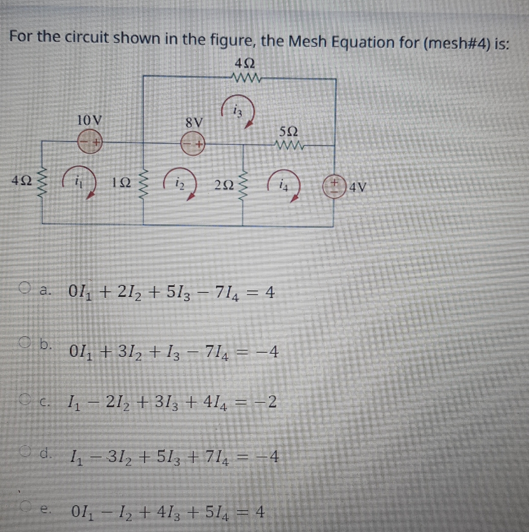 Solved For the circuit shown in the figure, the Mesh | Chegg.com