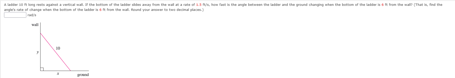 Solved angle's rate of change when the bottom of the ladder | Chegg.com