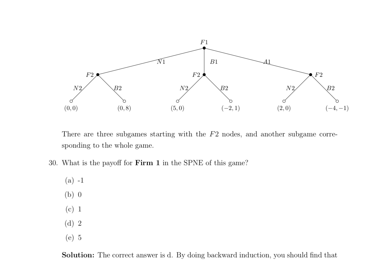 Solved There are three subgames starting with the F2 ﻿nodes, | Chegg.com
