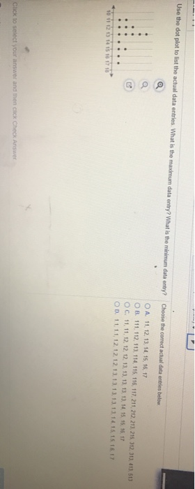 Solved Use the dot plot to list the actual data entries. | Chegg.com