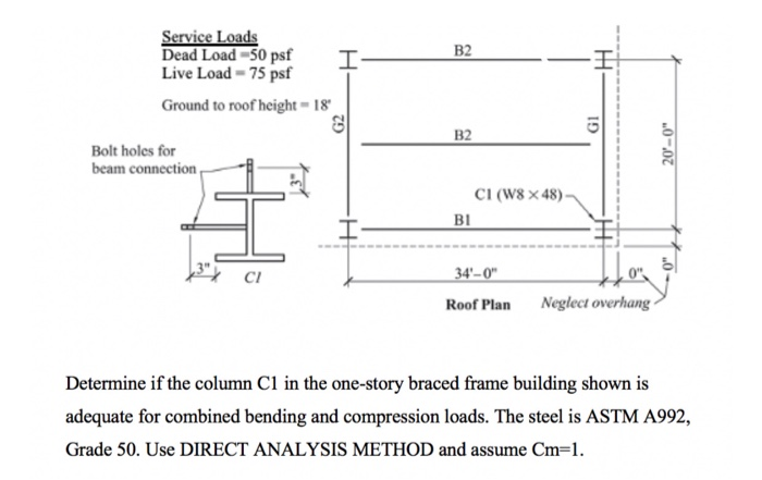 I Service Loads Dead Load 50 psf Live Load - 75 psf | Chegg.com