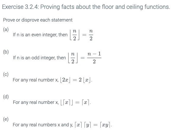 Solved Exercise 3.2.4: Proving facts about the floor and | Chegg.com