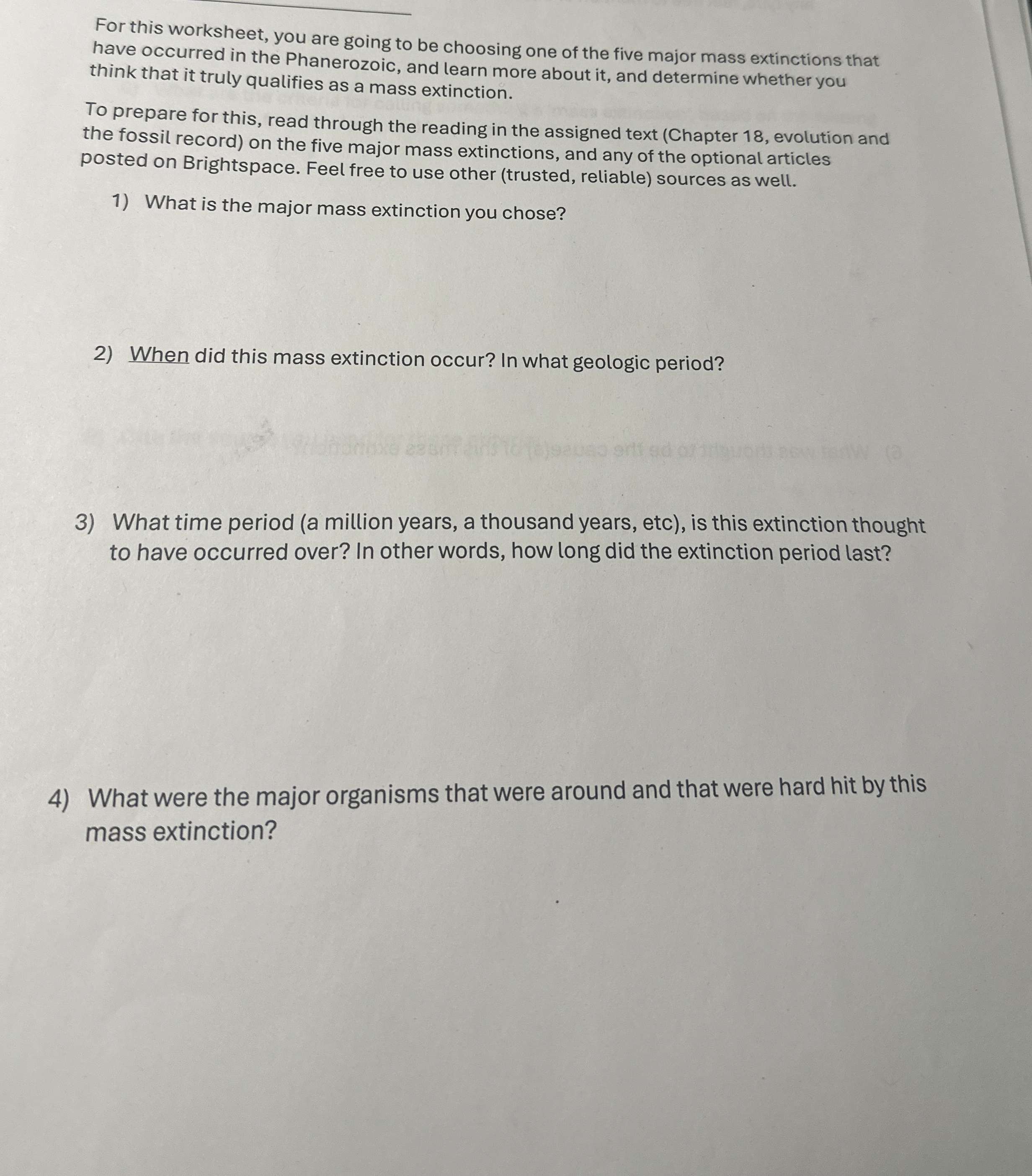 Solved For this worksheet, you are going to be choosing one | Chegg.com