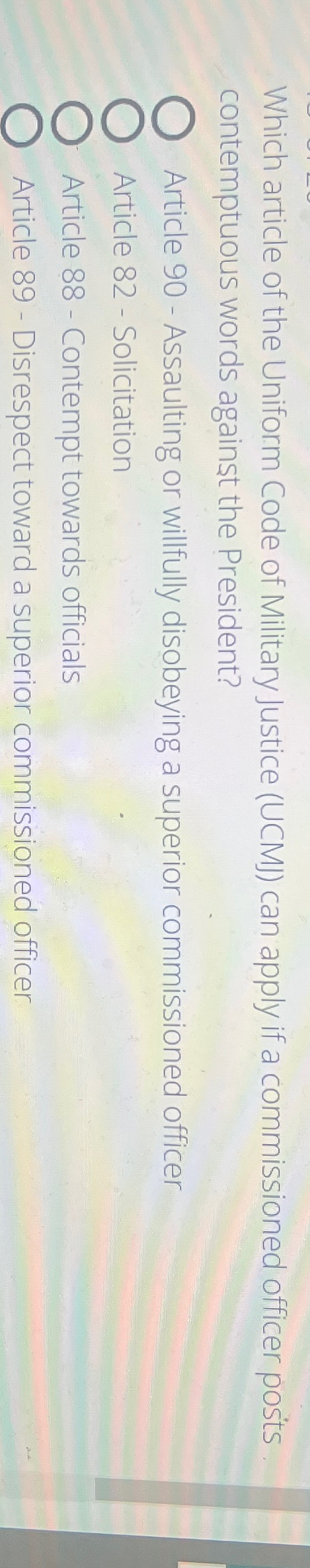 Solved Which article of the Uniform Code of Military Justice | Chegg.com