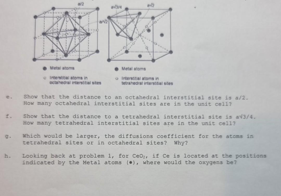 Solved a/2 V3/4 2 N2 Metal atoms Metal atoms o Interstitial | Chegg.com