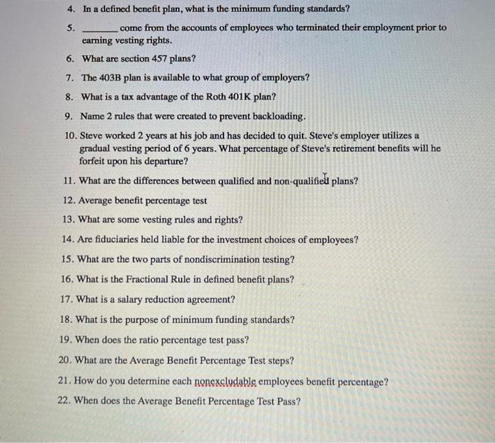 Solved 4. In a defined benefit plan, what is the minimum | Chegg.com