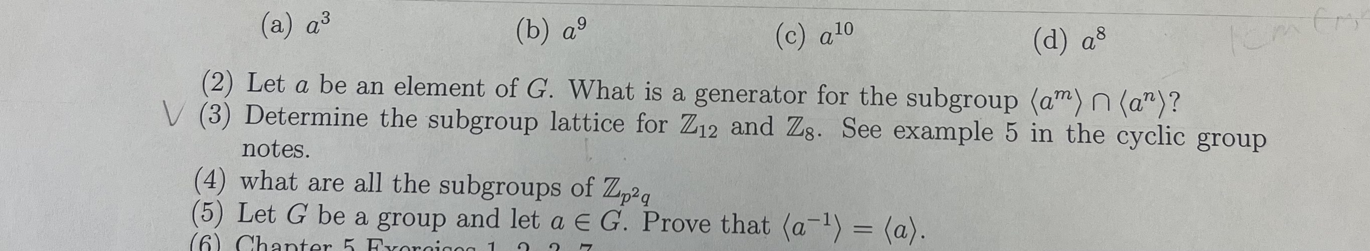 Solved (4) ﻿what are all the subgroups of Zp2q | Chegg.com