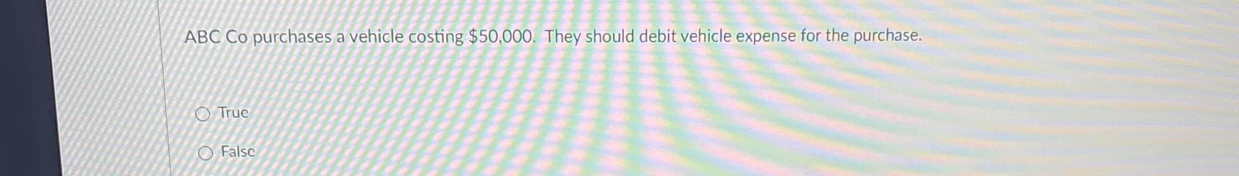 Solved ABC Co purchases a vehicle costing $50,000. ﻿They | Chegg.com