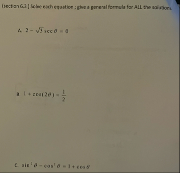 Solved Solve each equation ; give a general formula for ALL | Chegg.com