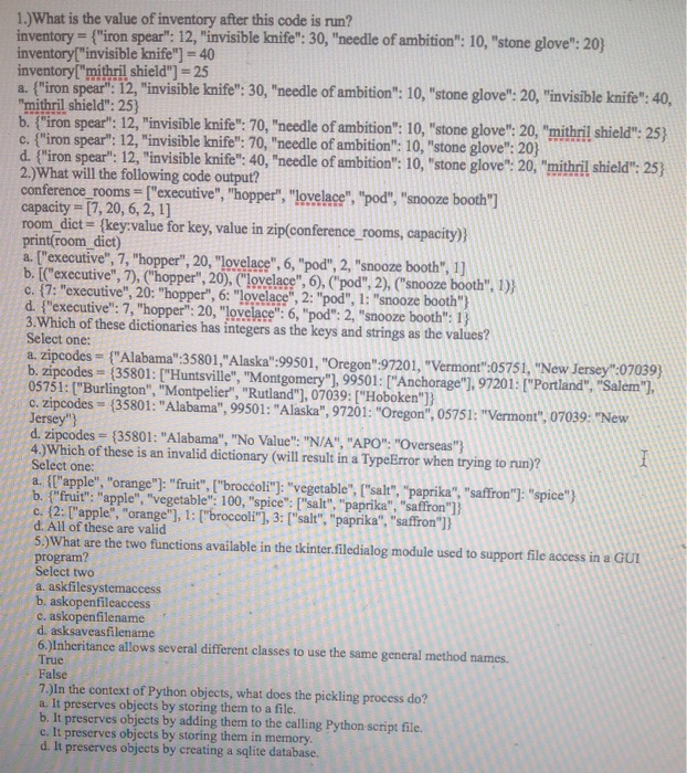 Solved 1.) What is the value of inventory after this code is | Chegg.com