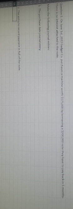 Solved Question 1: On June 1st, 2022 ﻿Gadget Co. ﻿purchases | Chegg.com