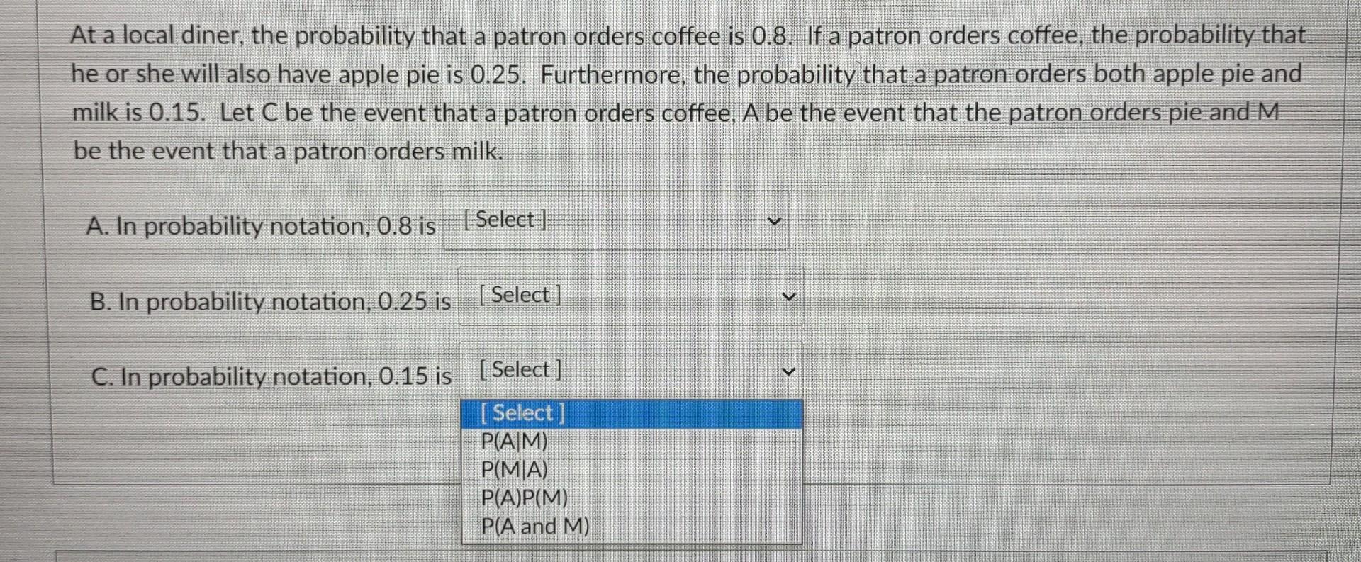 Solved local diner, the probability that a patron orders | Chegg.com