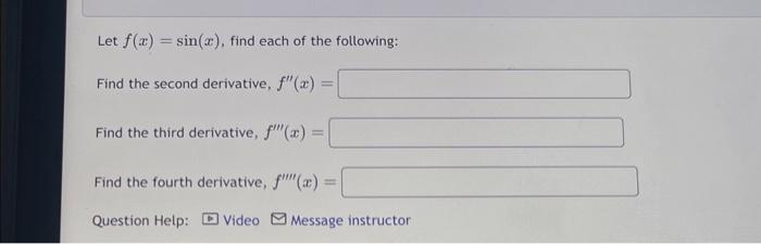 Solved Let f(x)=sin(x), find each of the following: Find the | Chegg.com