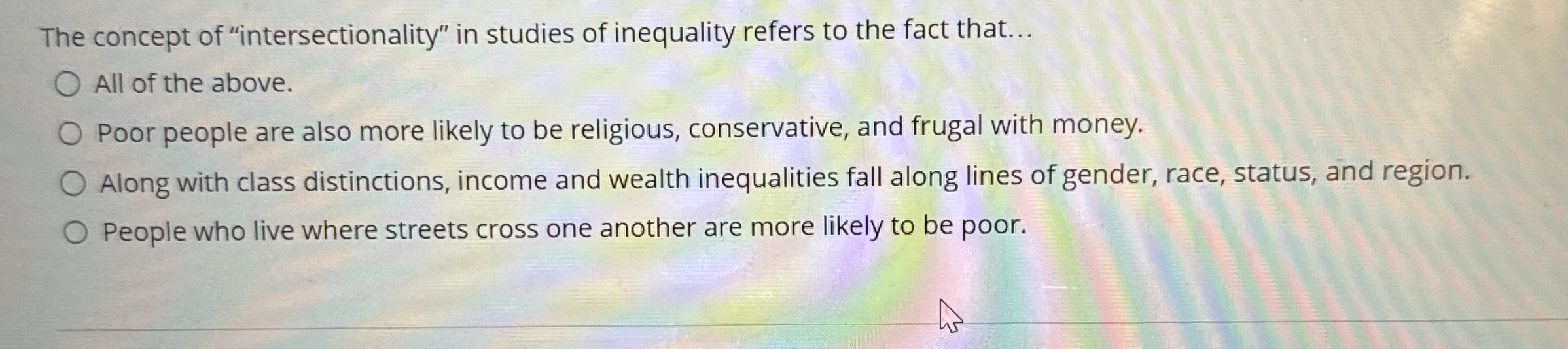 Solved The concept of "intersectionality" in studies of | Chegg.com
