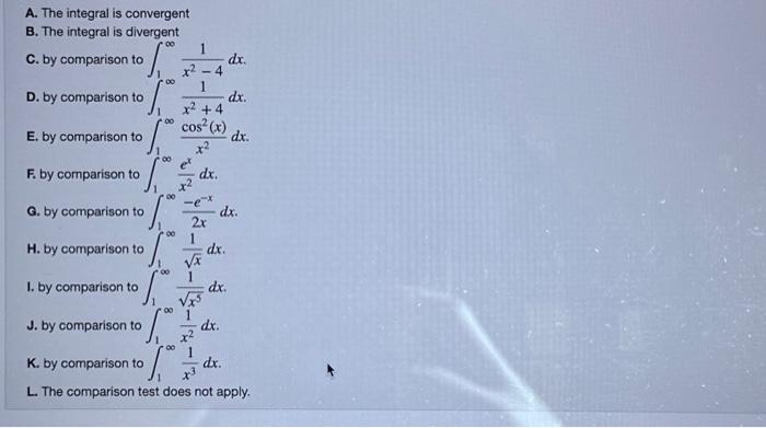Solved (1 point) For each of the improper integrals below, | Chegg.com