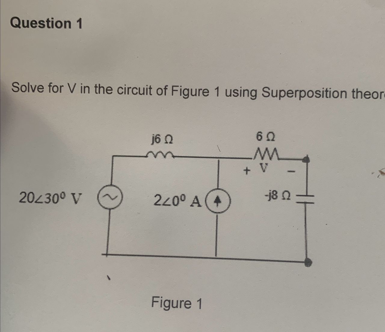 Solved Question 1Solve for V ﻿in the circuit of Figure 1 | Chegg.com