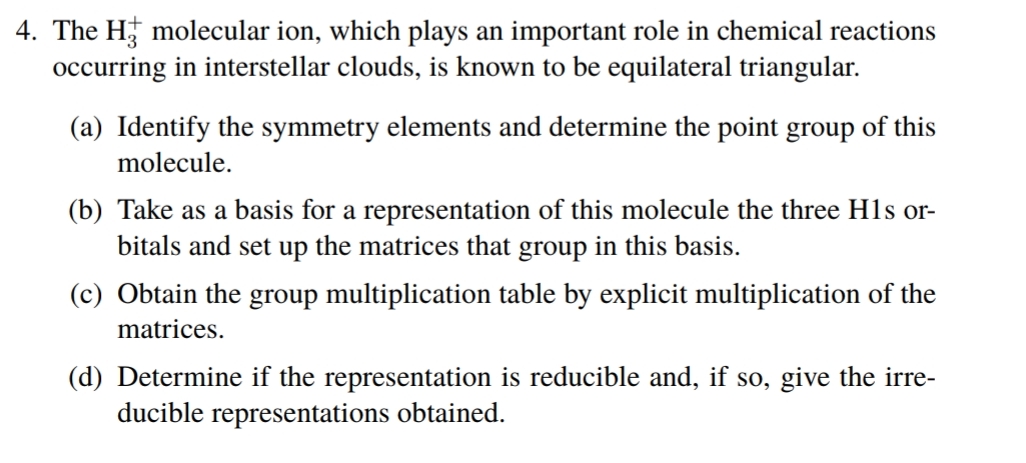 Solved The H3+molecular ion, which plays an important role | Chegg.com