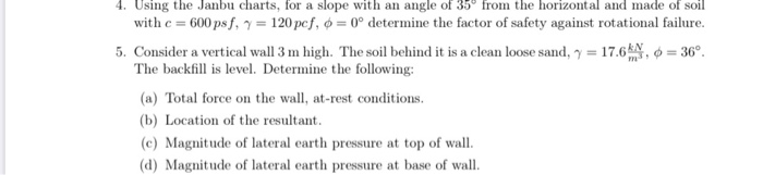 Solved 4. Using the Janbu charts, for a slope with an angle | Chegg.com