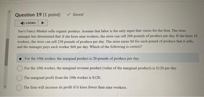 Solved Sue's Fancy Market sells organic produce. Assume that | Chegg.com