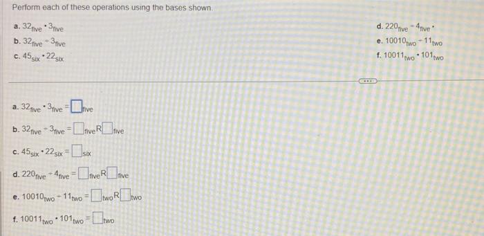 Solved Perform each of these operations using the bases | Chegg.com
