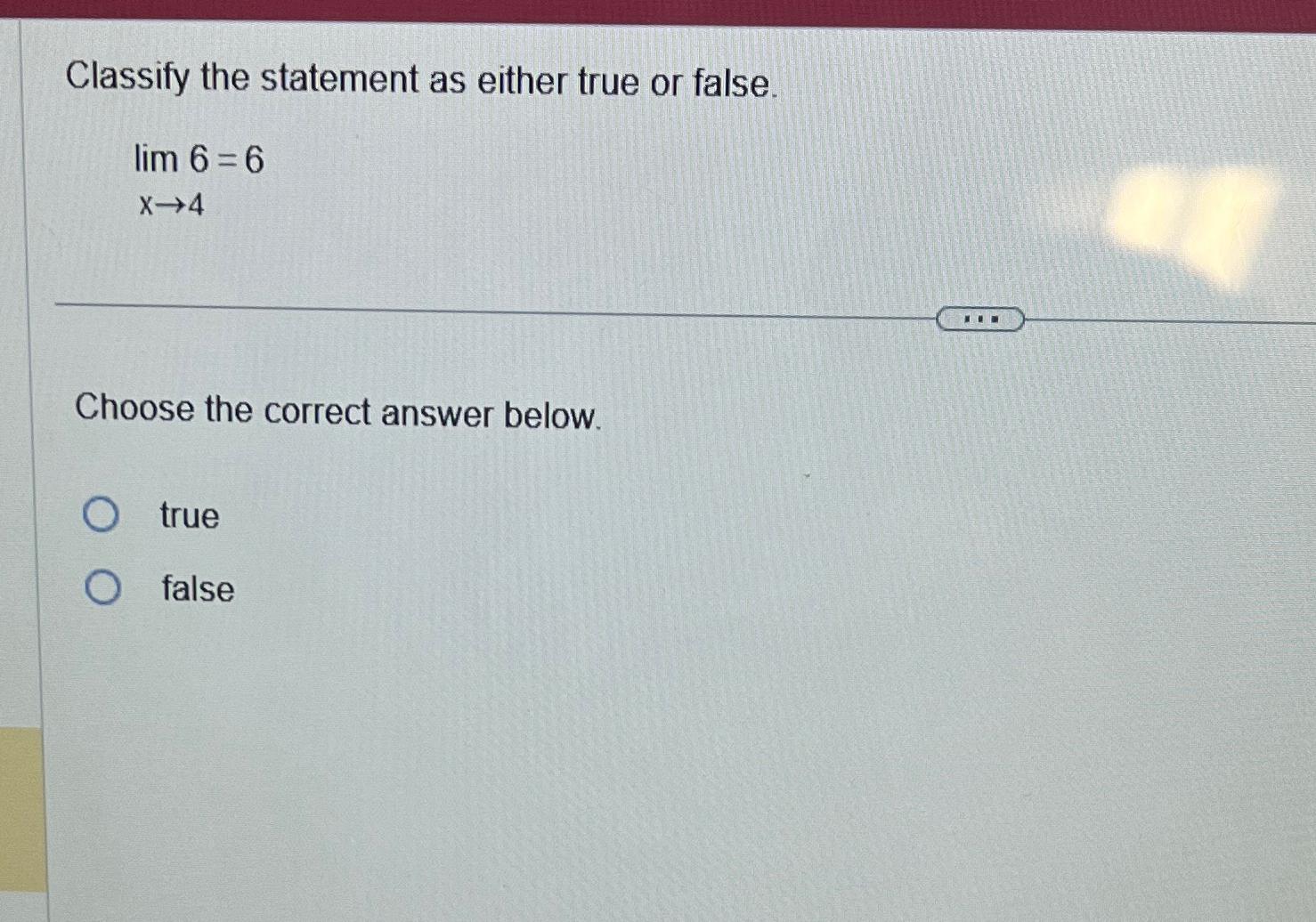 Solved Classify the statement as either true or | Chegg.com