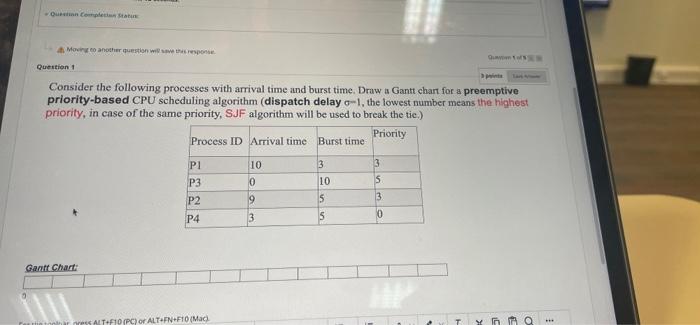 Solved Consider the following processes with arrival time | Chegg.com