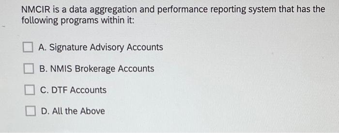 Solved NMCIR is a data aggregation and performance reporting | Chegg.com