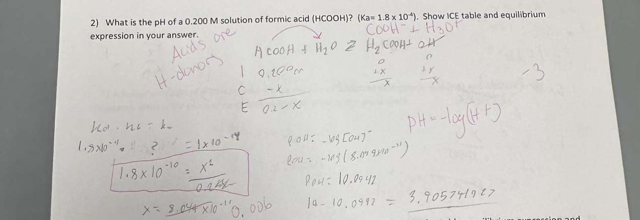Solved What is the pH ﻿of a 0.200M ﻿solution of formic acid | Chegg.com