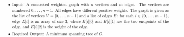 Solved • Input: A connected weighted graph with n vertices | Chegg.com