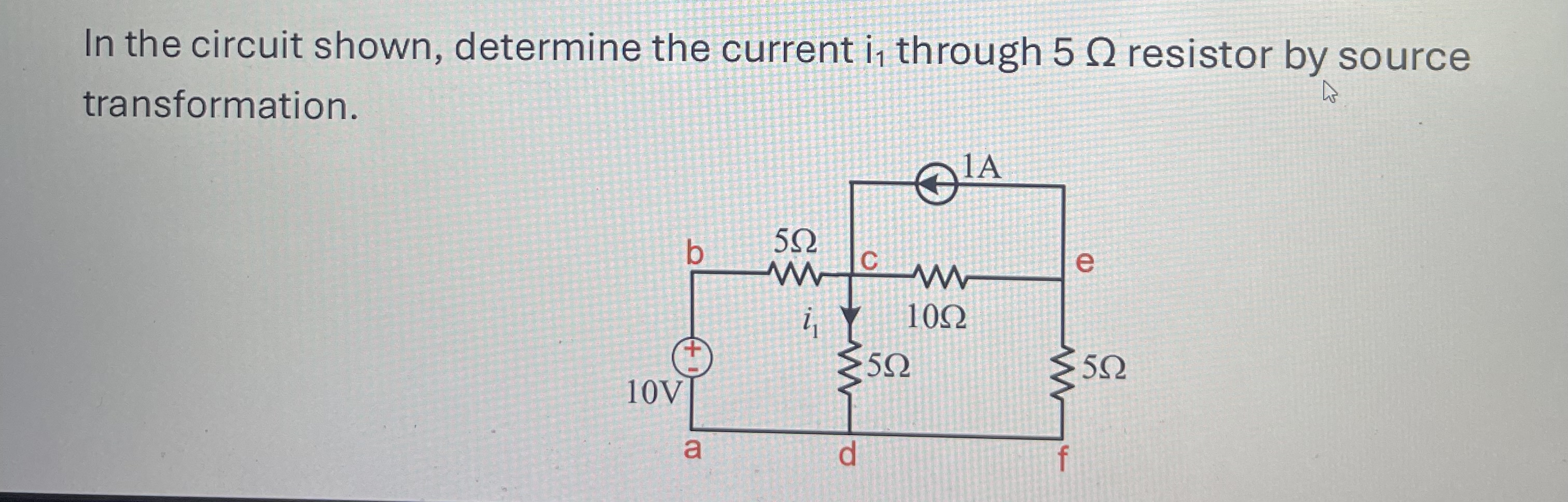 Solved In the circuit shown, determine the current i1 | Chegg.com