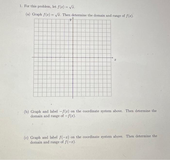 Solved 1. For this problem, let f(x)=x. (a) Graph f(x)=x. | Chegg.com