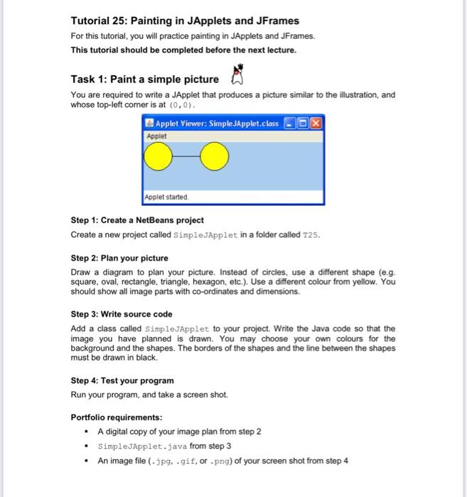 Solved You are required to write a JApplet that produces a | Chegg.com