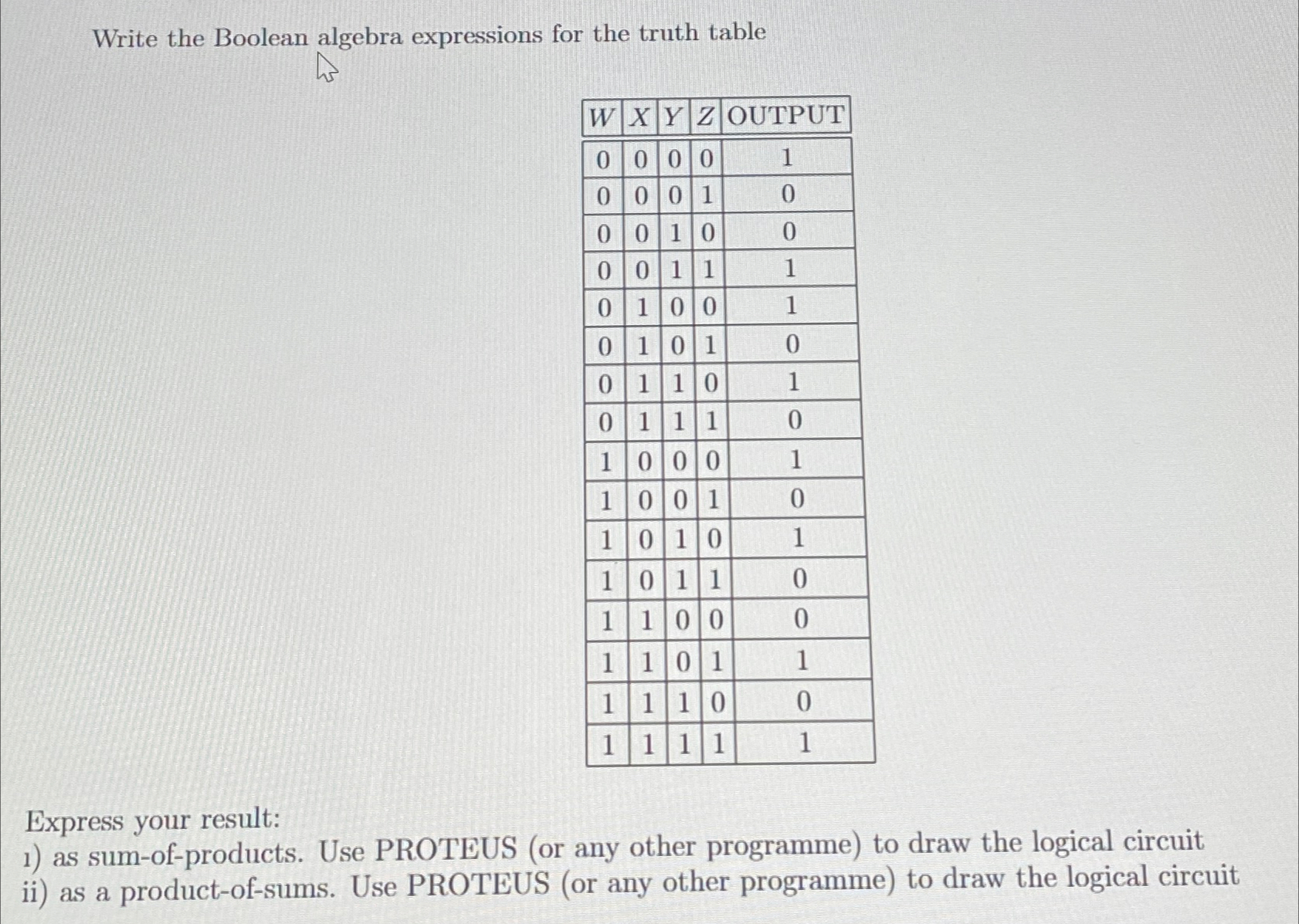 Solved Write the Boolean algebra expressions for the truth | Chegg.com