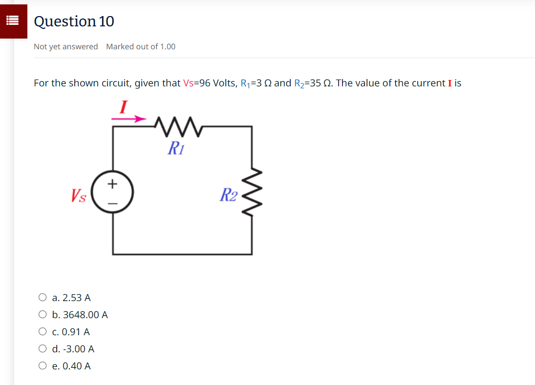 Solved For the shown circuit, given that Vs =96 ﻿Volts, | Chegg.com