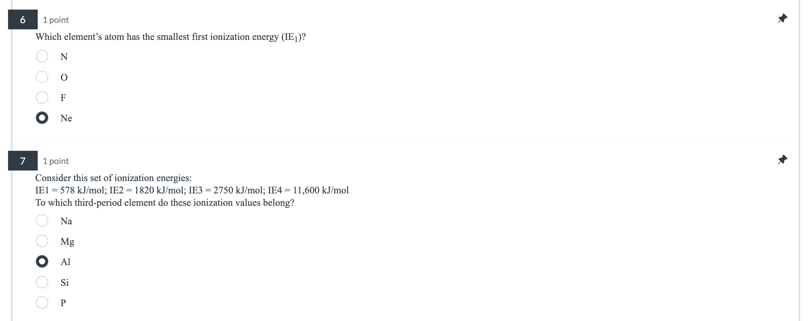 Solved 6)Which element's atom has the smallest first | Chegg.com