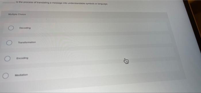 Solved is the process of translating a message into | Chegg.com