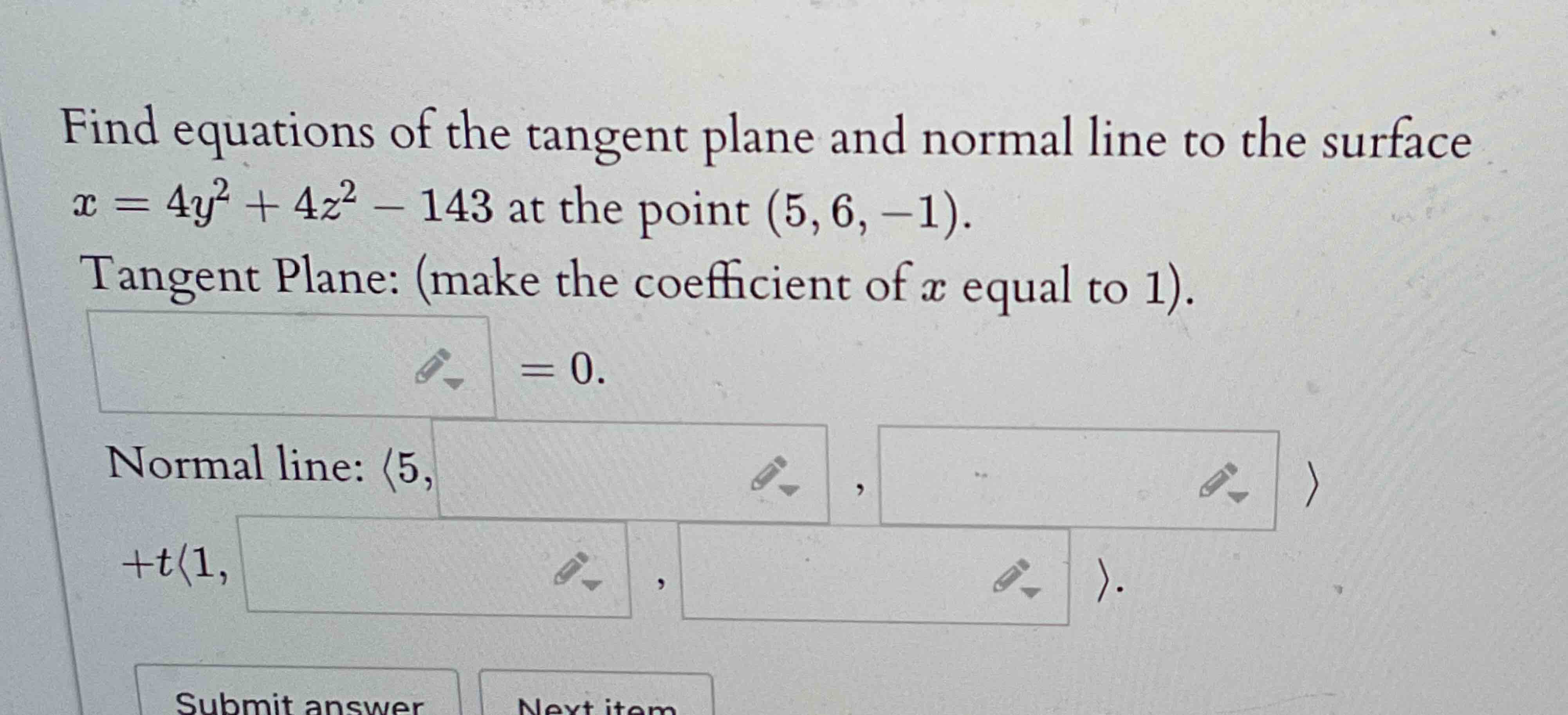 Solved Find equations of ﻿the tangent plane and normal line | Chegg.com