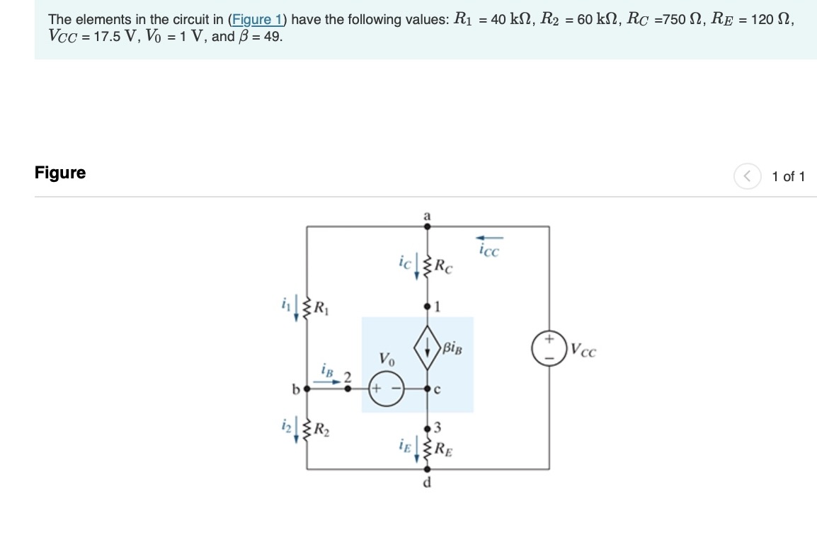 Solved The elements in the circuit in (Figure 1) ﻿have the | Chegg.com