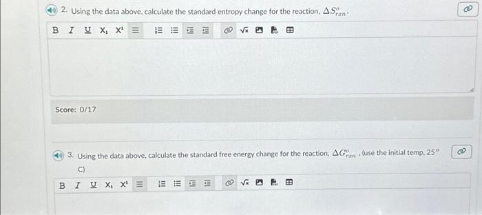Solved The following data is for the thermite reaction. | Chegg.com