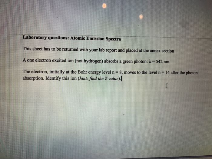 Solved Laboratory questions: Atomic Emission Spectra This | Chegg.com