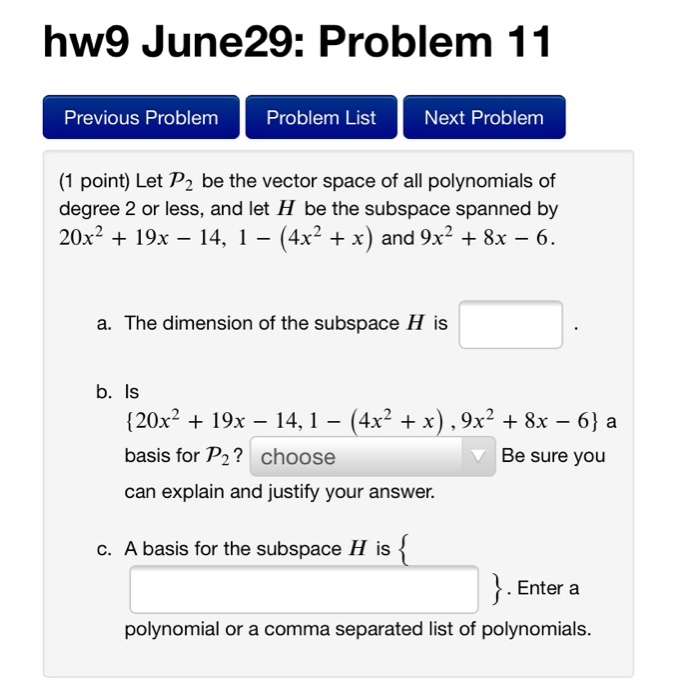 Solved hw9 June 29: Problem 11 Previous Problem Problem List | Chegg.com