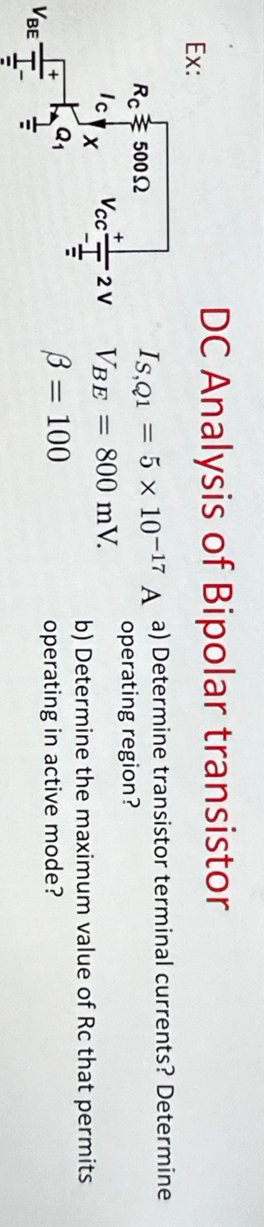 Solved DC Analysis of Bipolar | Chegg.com