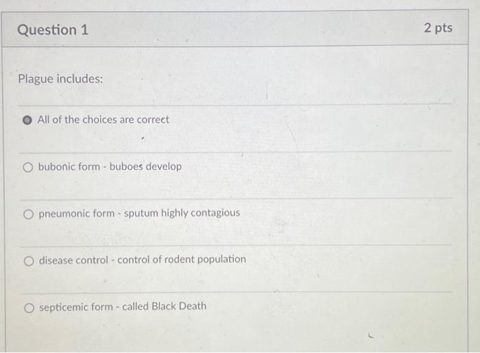 Solved Plague includes: All of the choices are correct | Chegg.com