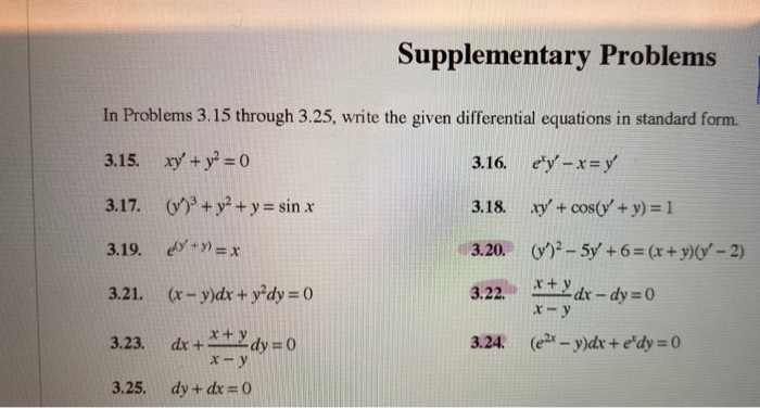 Solved Supplementary Problems In Problems 3.15 through 3.25, | Chegg.com