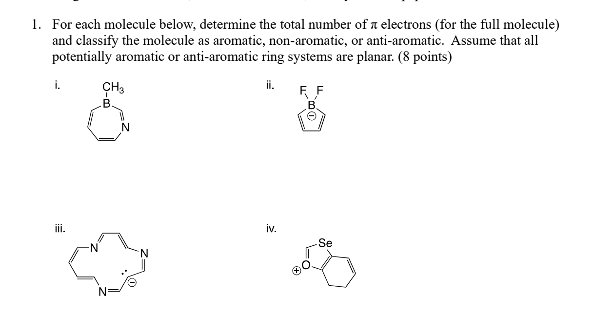 Solved For each molecule below, determine the total number | Chegg.com