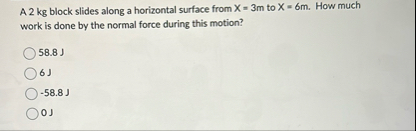 Solved A 2 ﻿kg block slides along a horizontal surface from | Chegg.com