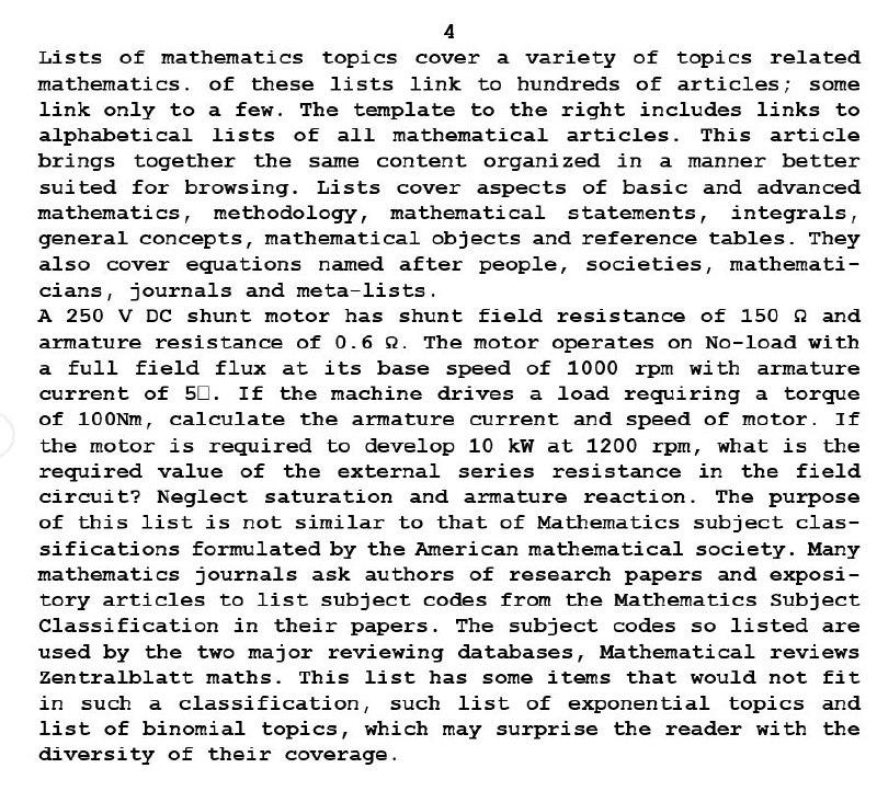 Solved 4 Lists of mathematics topics cover a variety of | Chegg.com