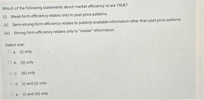 Solved Which of the following statements about market | Chegg.com