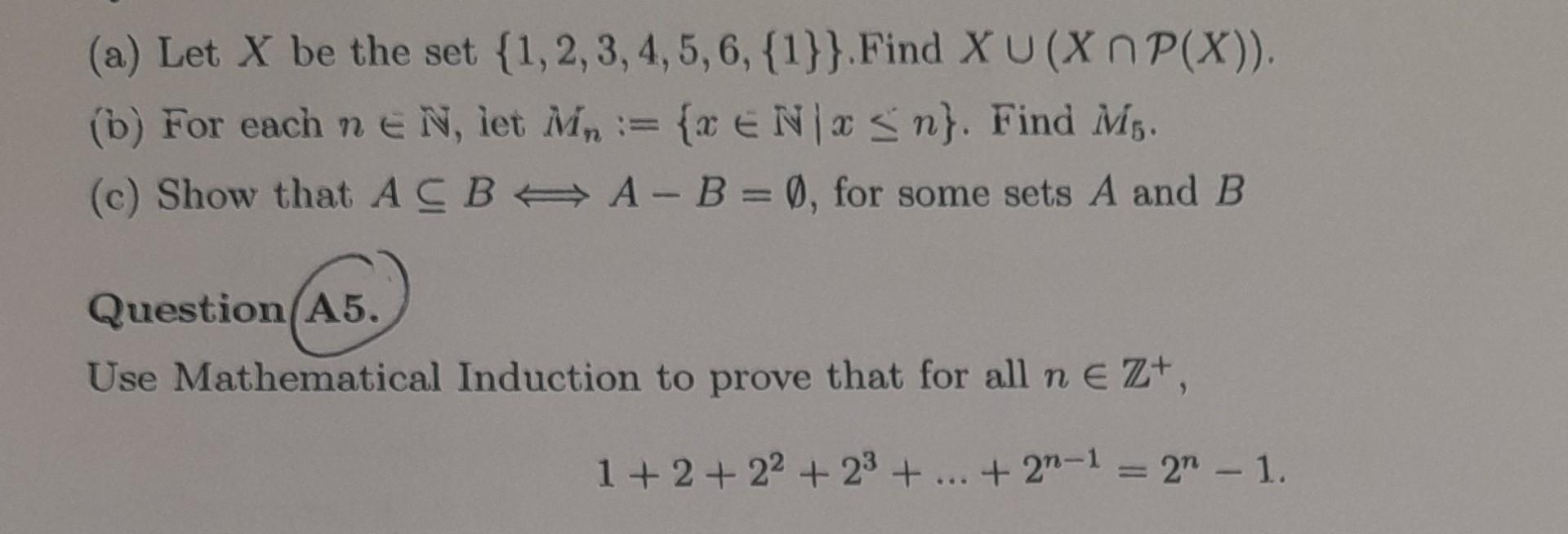 Solved (a) Let X be the set \{1, 2, 3, 4, 5, 6, \{1\}\} | Chegg.com
