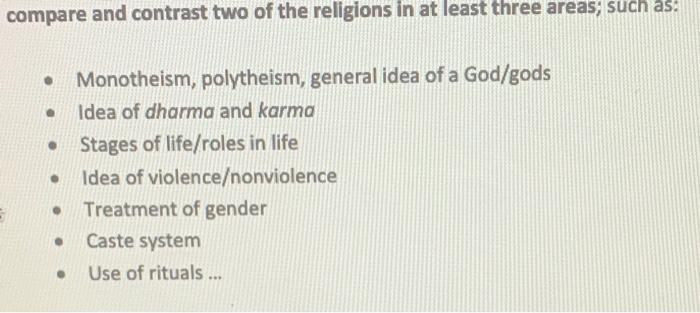 compare and contrast two of the religions in at least | Chegg.com
